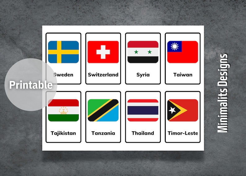 World Flags Flash Cards, Printable Flashcards, United Nations Countries ...