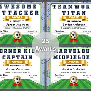 Football Award Certificates, End of Season Soccer Award, Award Ceremony ...