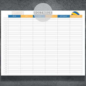 Volleyball Schedule Template, Printable Volleyball Schedule, Editable ...