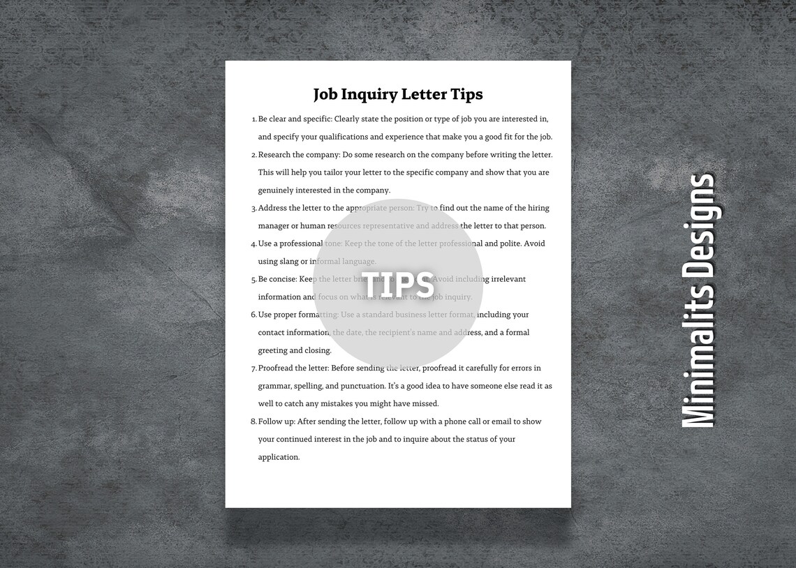 Job Inquiry Letter, Printable Job Inquiry Template, Letter of Inquiry ...