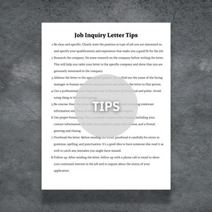 Job Inquiry Letter, Printable Job Inquiry Template, Letter of Inquiry ...