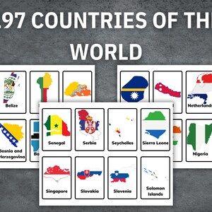 Countries Maps With Flags Flash Cards, Printable Flashcards, United ...