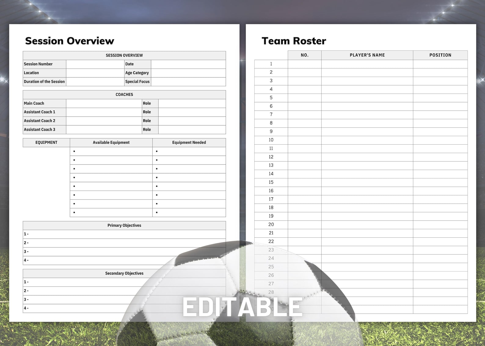 Football Coaching Template, Soccer Practice Plan, Football Game Day ...