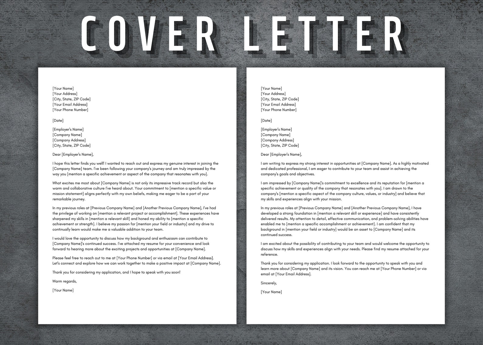 Cover Letter Template, Printable Cover Letter, Editable Professional ...