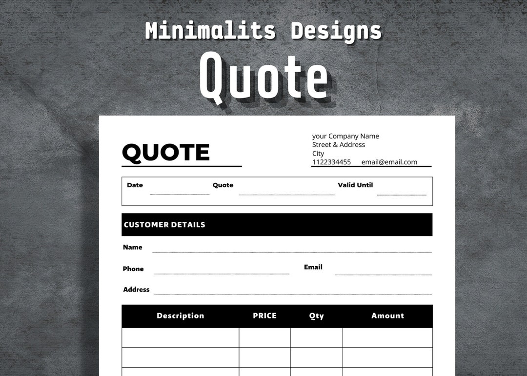 Quote Template Editable Quote Sheet Job Proposal Job Quote - Etsy