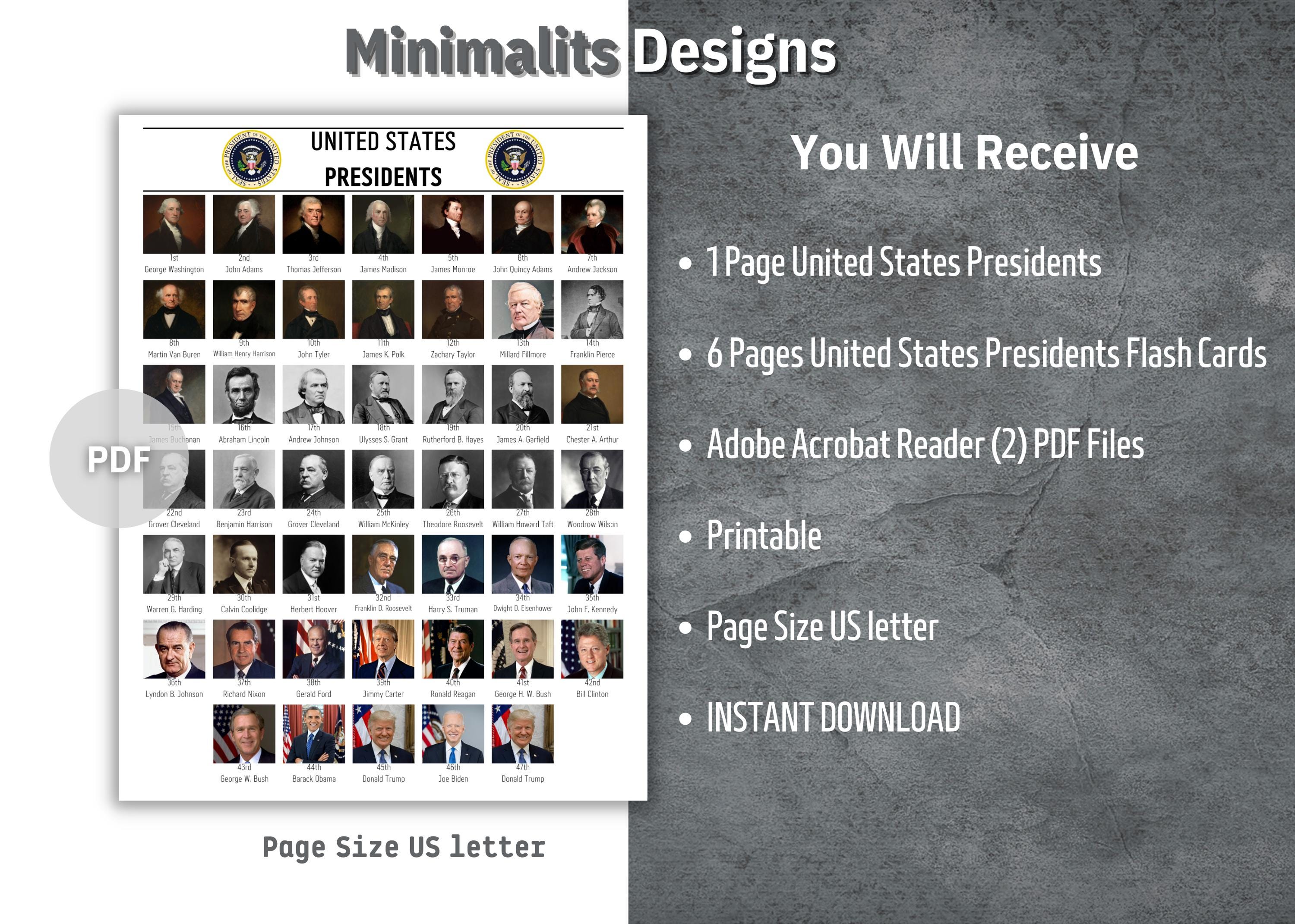 United States Presidents, Preschool Flashcards, Printable Montessori ...