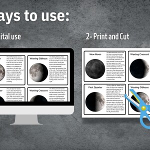 Moon Phases Flash Cards, Preschool Flashcards, Printable Montessori ...