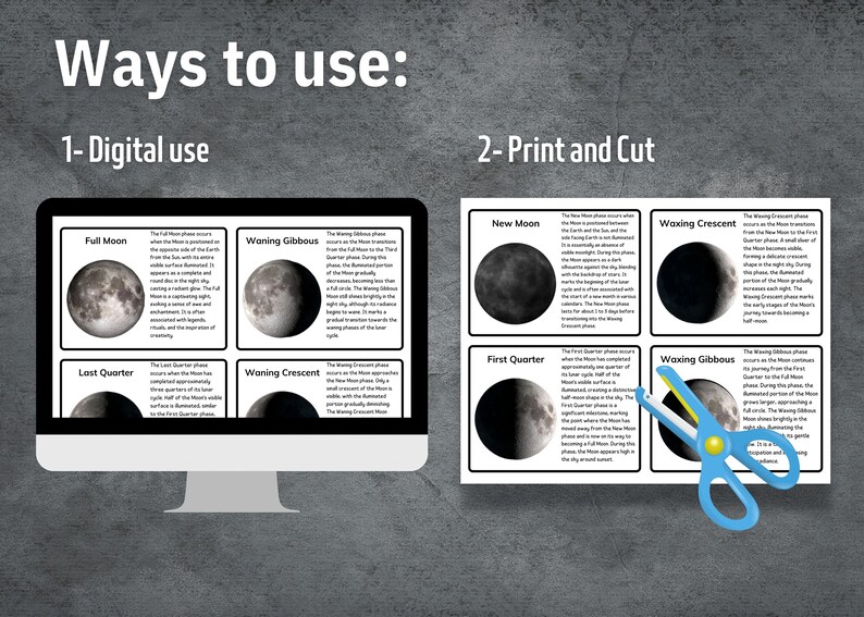 Moon Phases Flash Cards, Preschool Flashcards, Printable Montessori ...