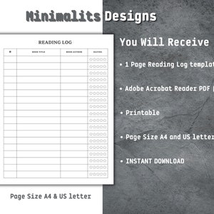Reading Log, Book Log, Reading Tracker, Printable Book Tracker, Book ...