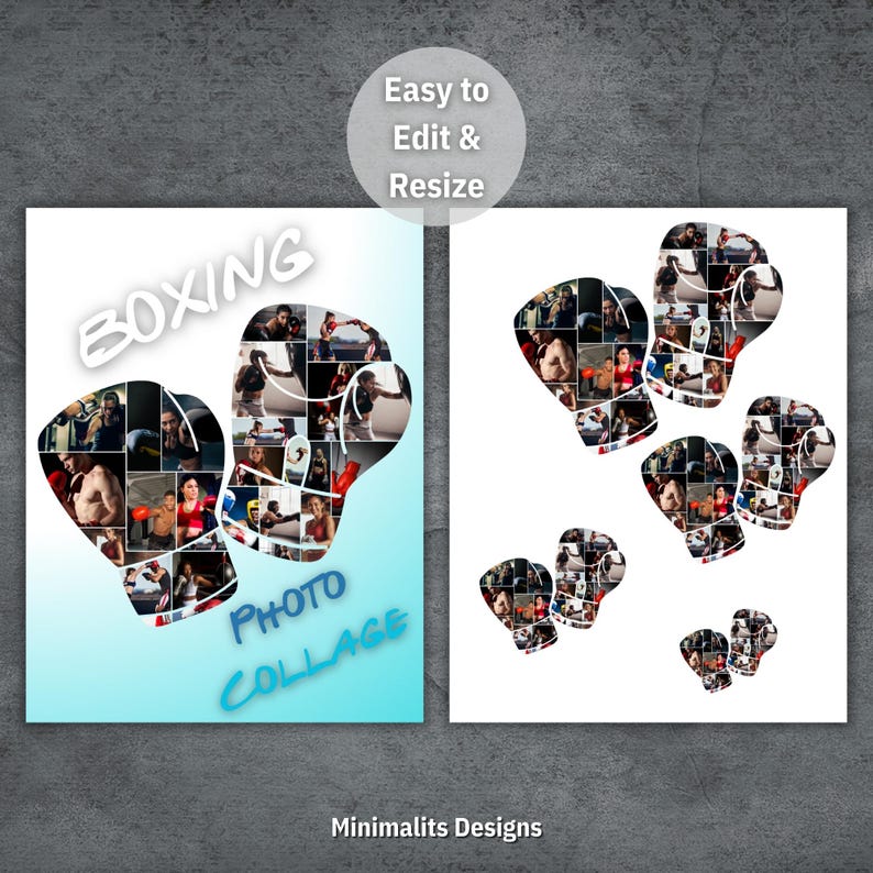 Boxing Photo Collage, Editable Canva Template, Boxing Canva Frame ...