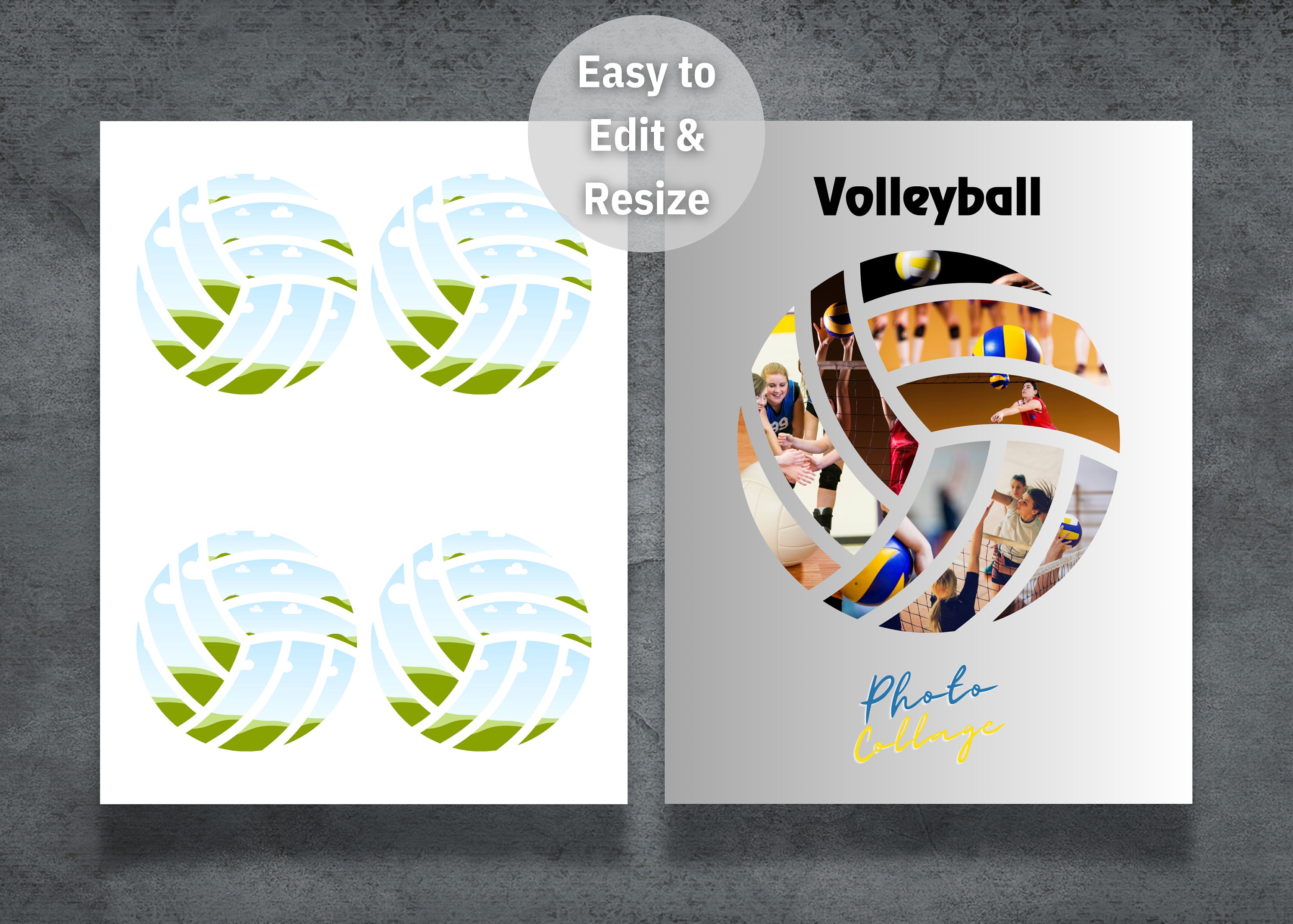 Volleyball Photo Collage, Editable Canva Template, Volleyball Canva ...