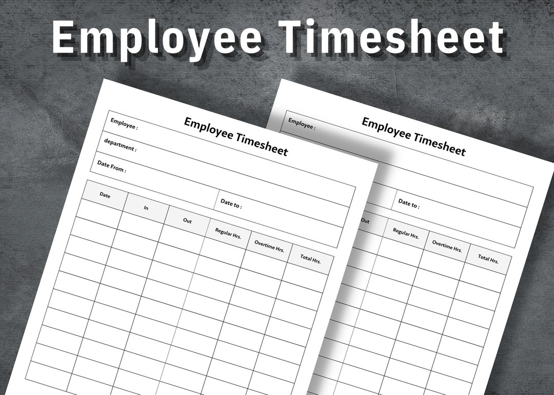 Employee Timesheet, Time Card, Editable Employee Timesheet, Time ...