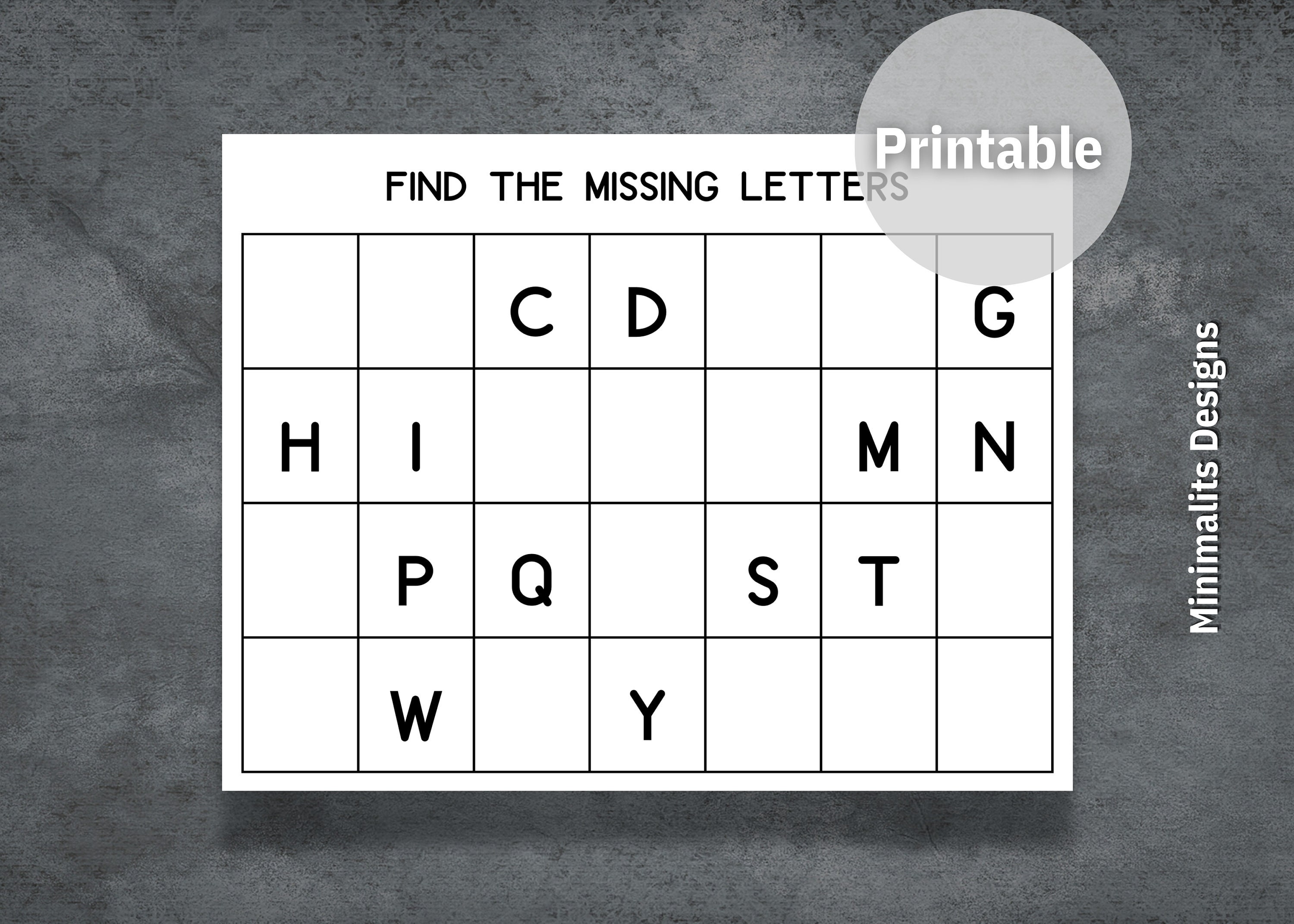 Find the Missing Letters, Printable Alphabet, A B C Pages, Letters ...