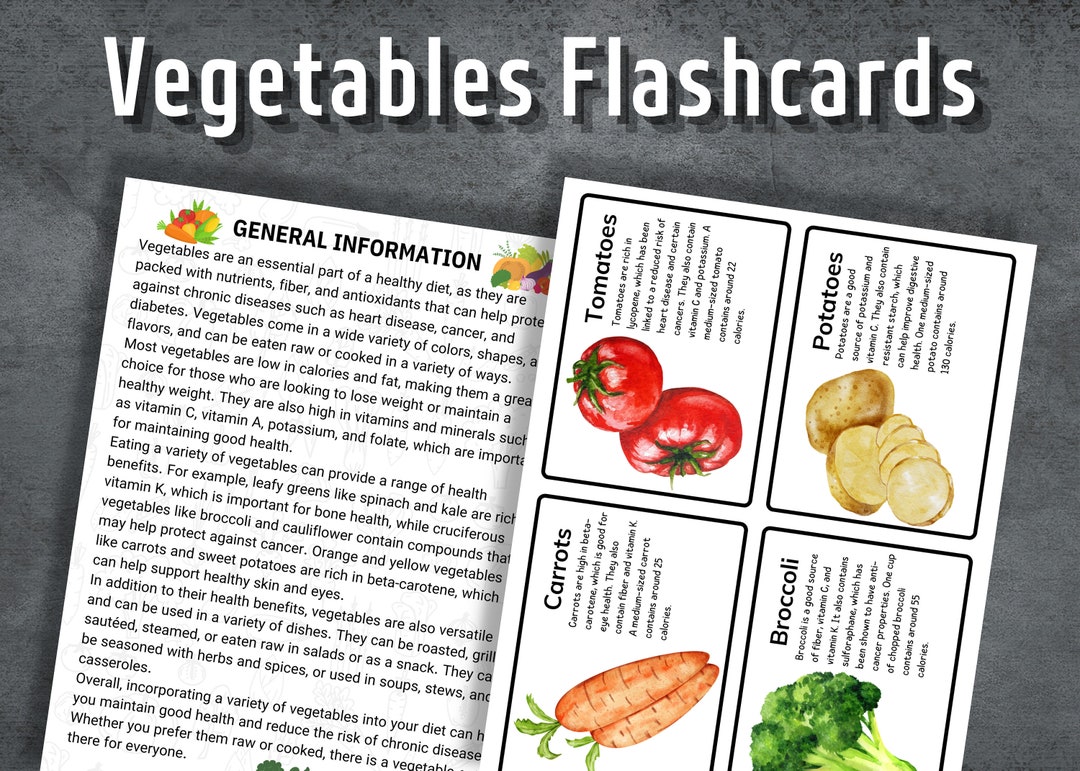 Vegetables Flash Cards, Montessori Flash Cards, Printable Cards ...