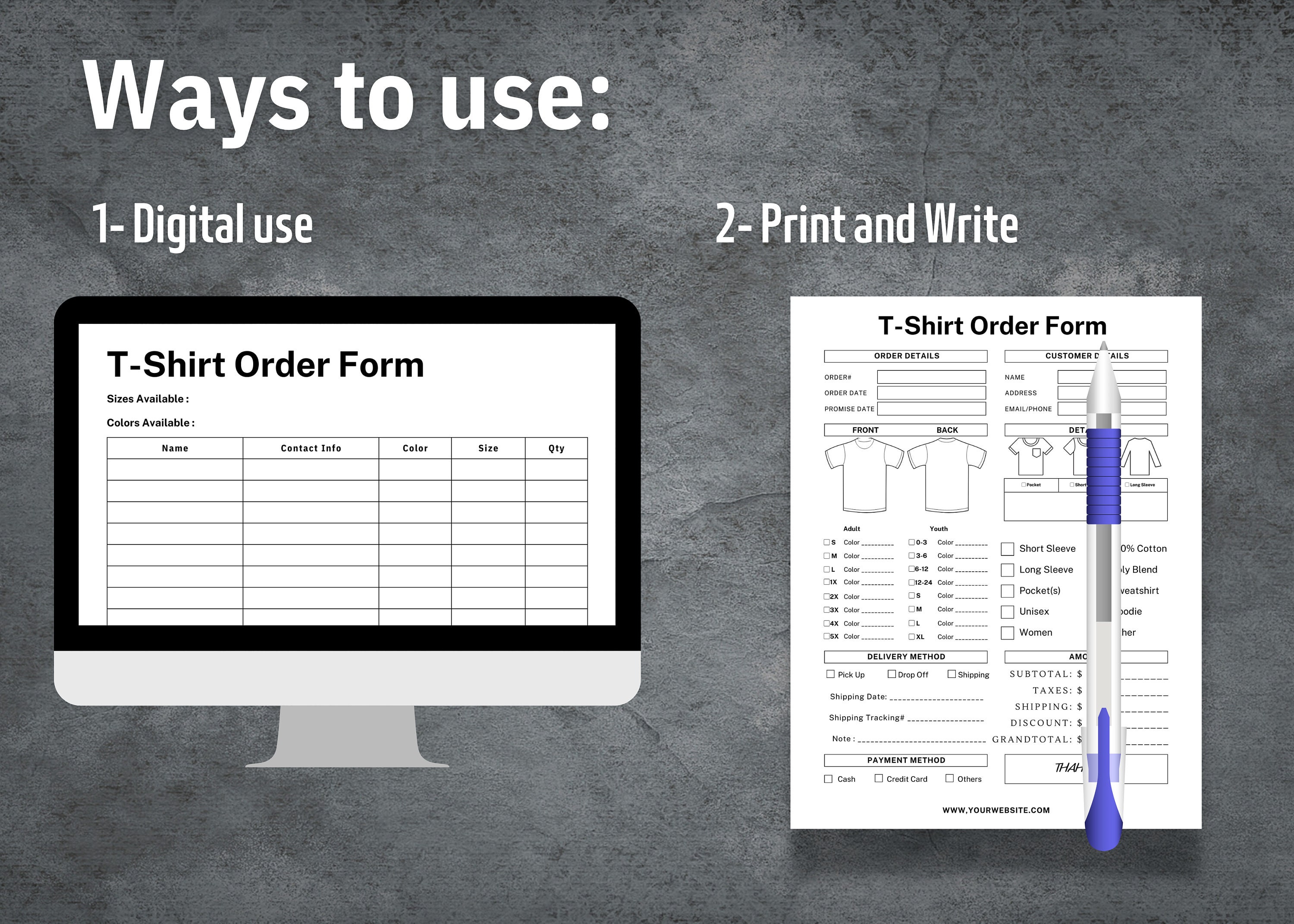 T-shirt Order Form, Custom Order Form, Shirt Order Form Template ...