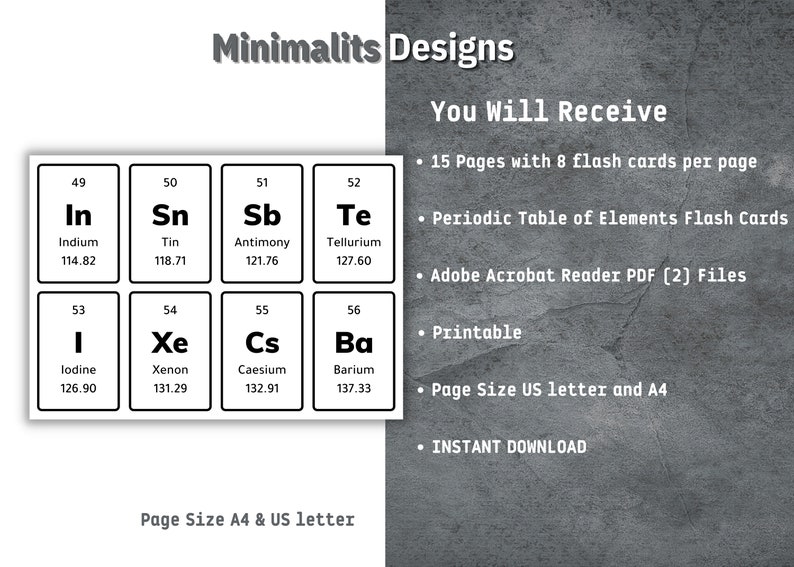 Periodic Table of Elements, Chemistry Flash Cards, Periodic Table of ...