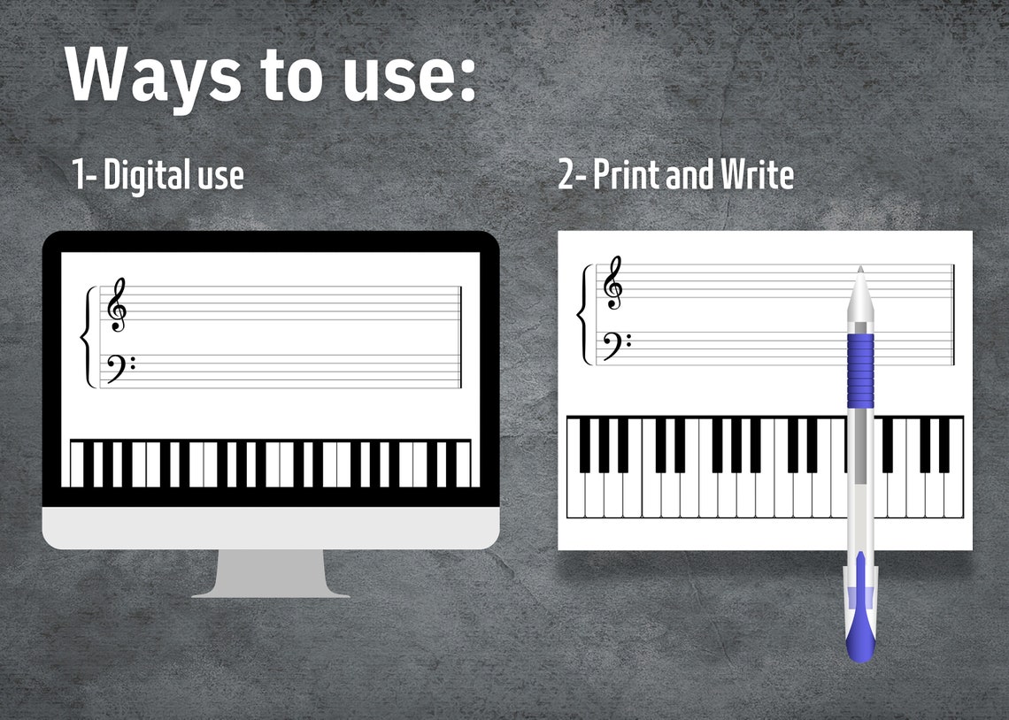 Piano and Music Staff Worksheet, Music Staff With Piano, Piano ...