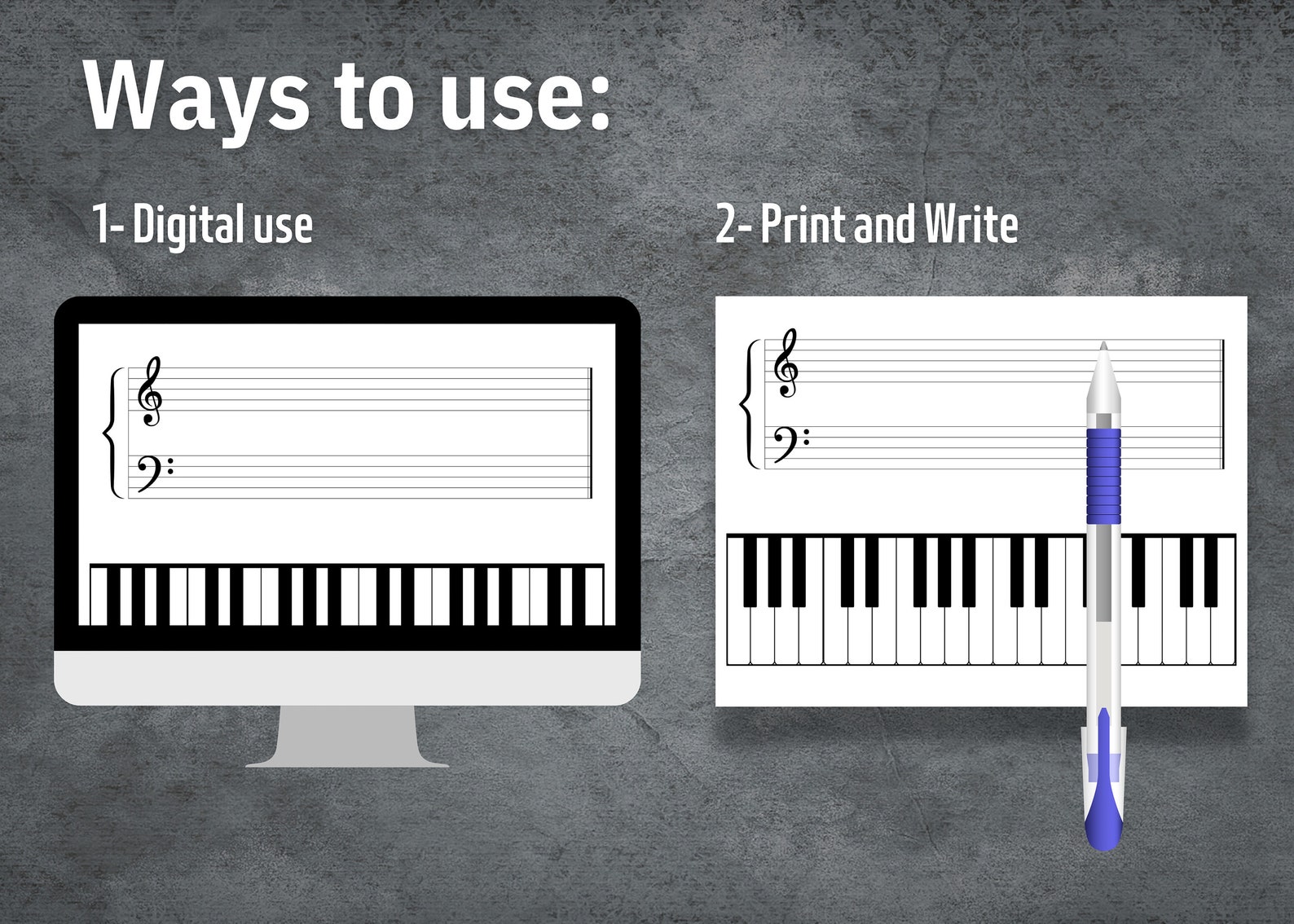 Piano and Music Staff Worksheet, Music Staff With Piano, Piano ...