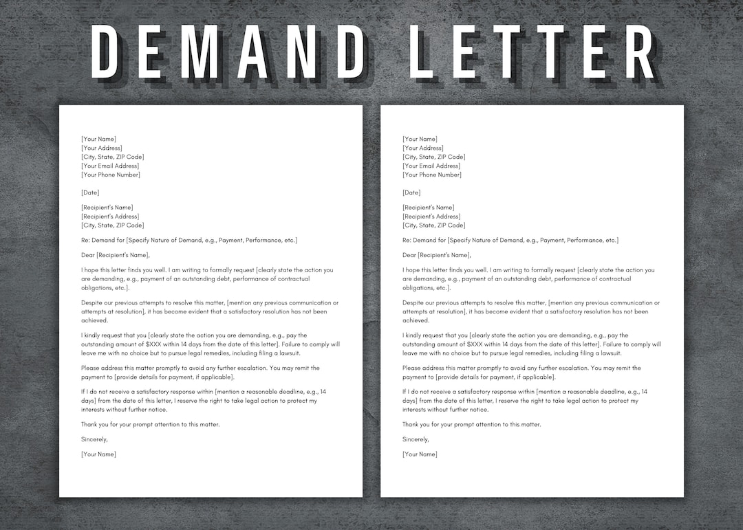 Demand Letter Template, Printable Demand Letter, Editable Demand Letter ...