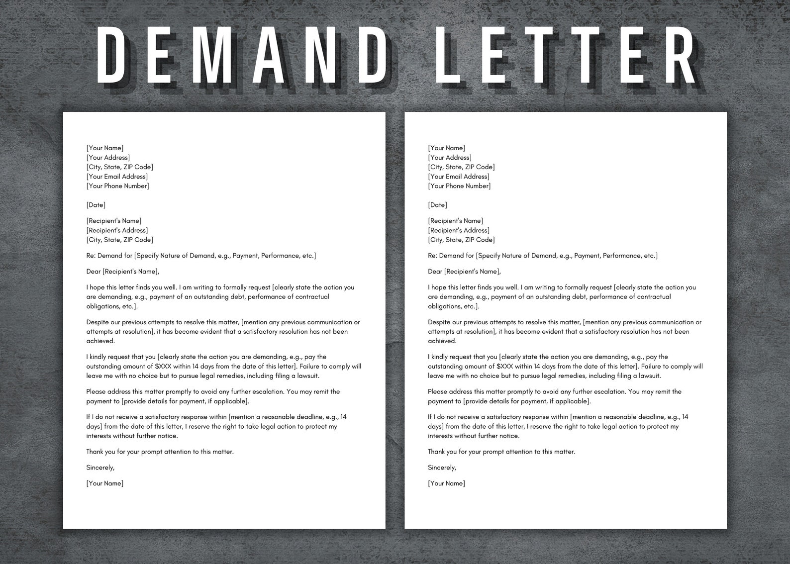 Demand Letter Template, Printable Demand Letter, Editable Demand Letter ...