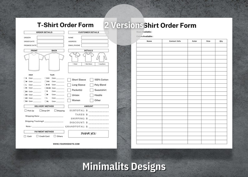 T-shirt Order Form, Custom Order Form, Shirt Order Form Template ...