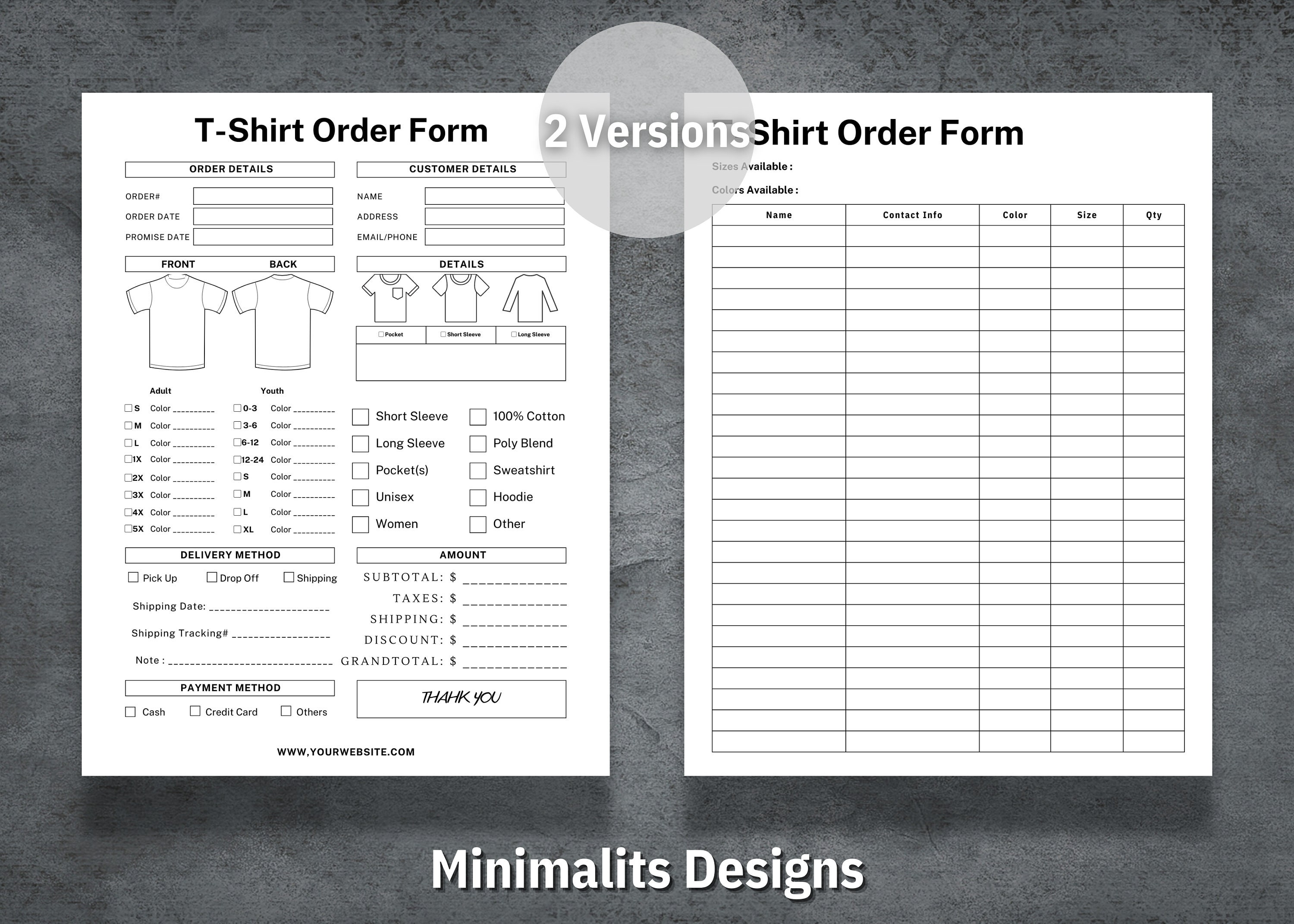 T-shirt Order Form, Custom Order Form, Shirt Order Form Template ...
