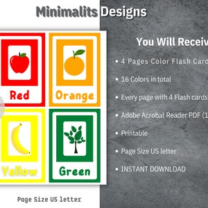 Color Flash Cards, Kindergarten Flash Cards, Montessori Flashcards ...