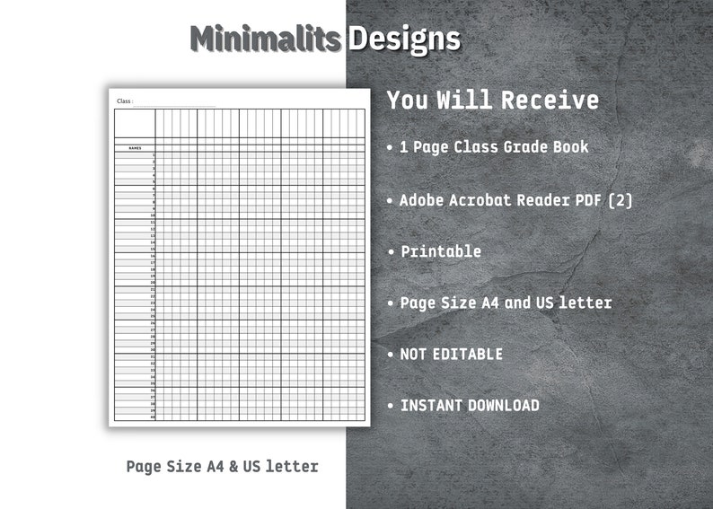 Class Grade Book, Class Record, Grade Book, Grade Tracker, Teacher ...
