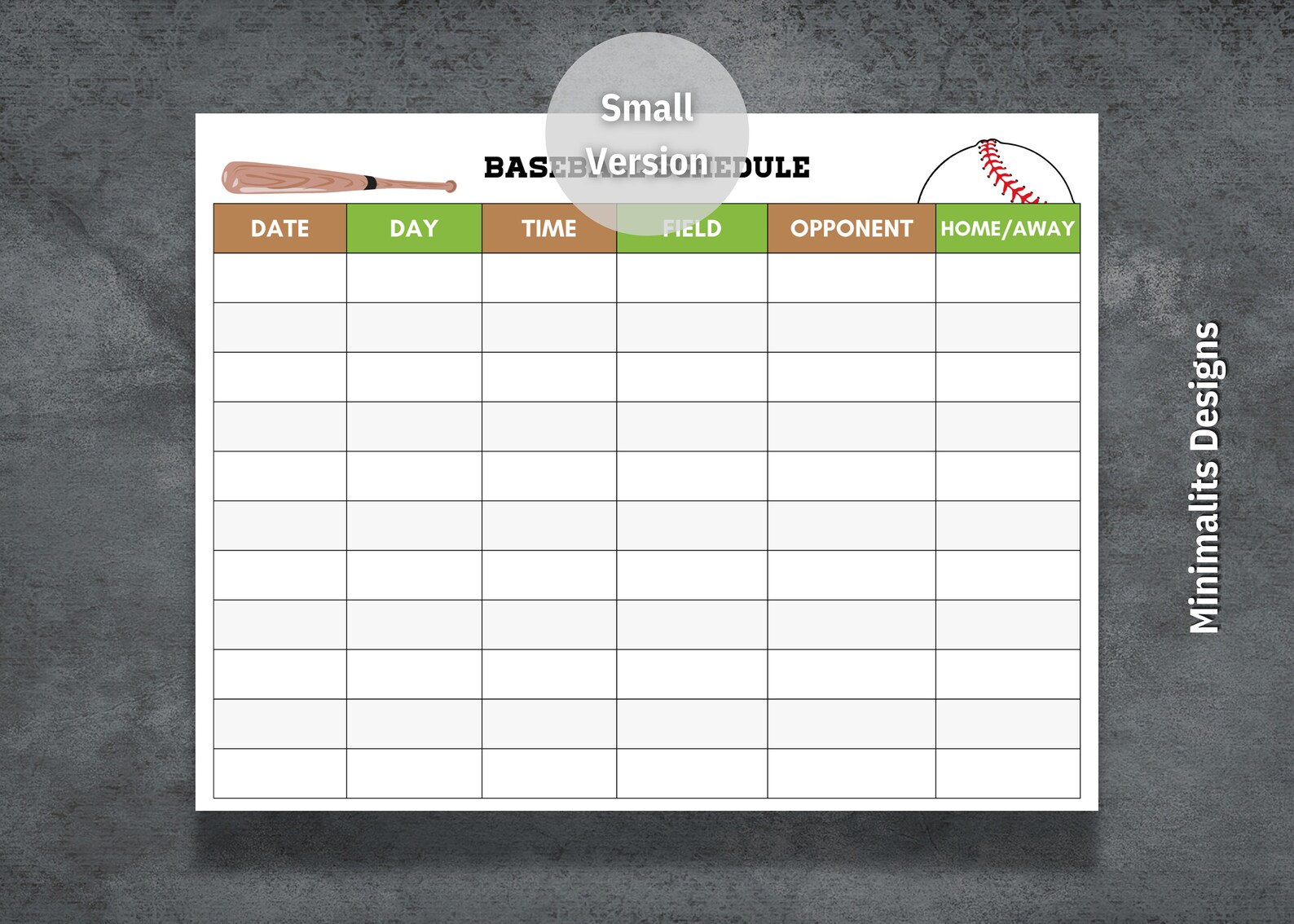 Baseball Schedule Template, Printable Baseball Schedule, Editable ...