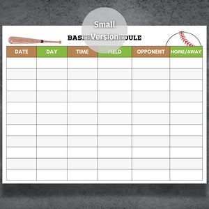Baseball Schedule Template, Printable Baseball Schedule, Editable ...