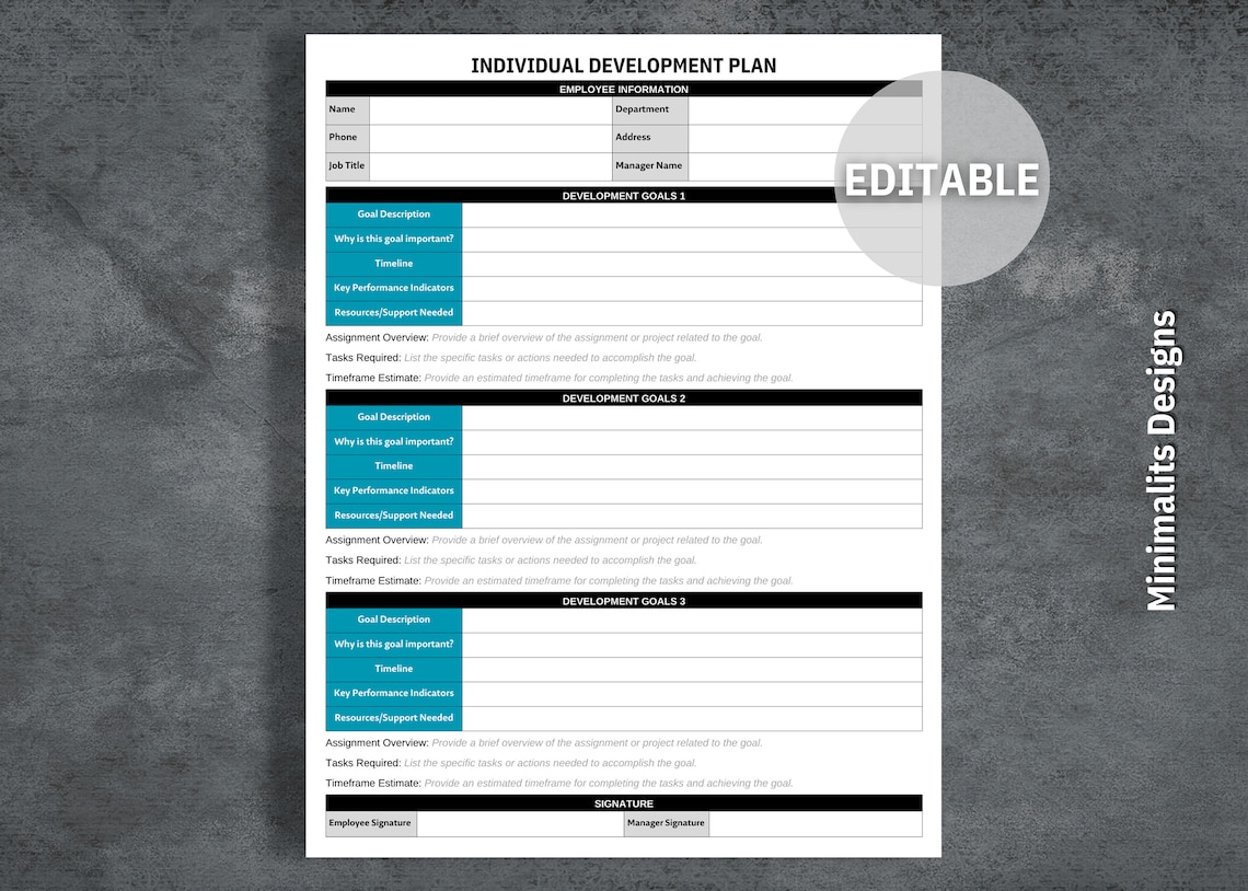 Individual Development Plan, Printable Developing Employees, HR ...