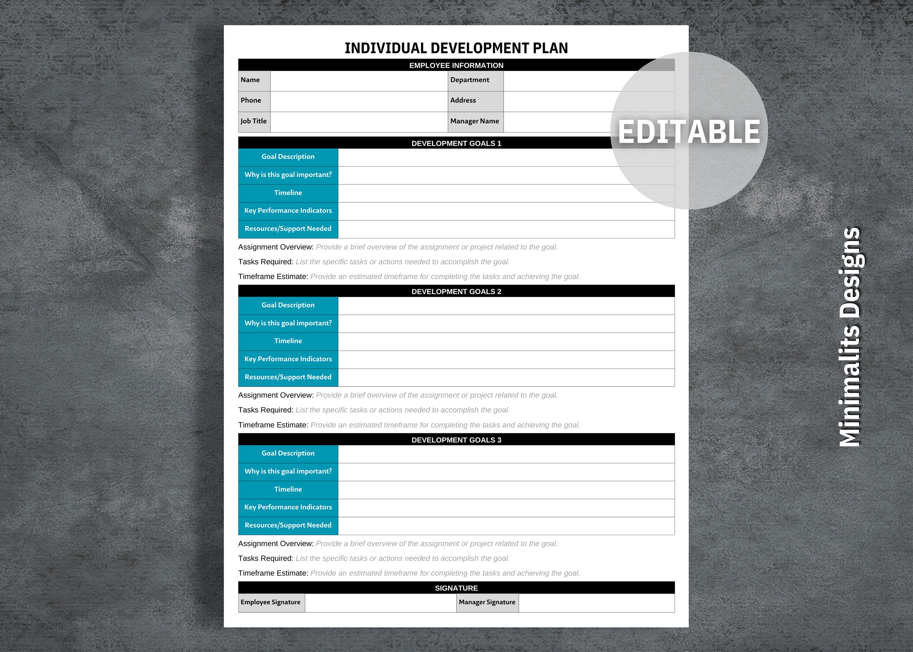 Individual Development Plan, Printable Developing Employees, HR ...