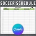Soccer Schedule Template, Printable Football Schedule, Editable Soccer ...