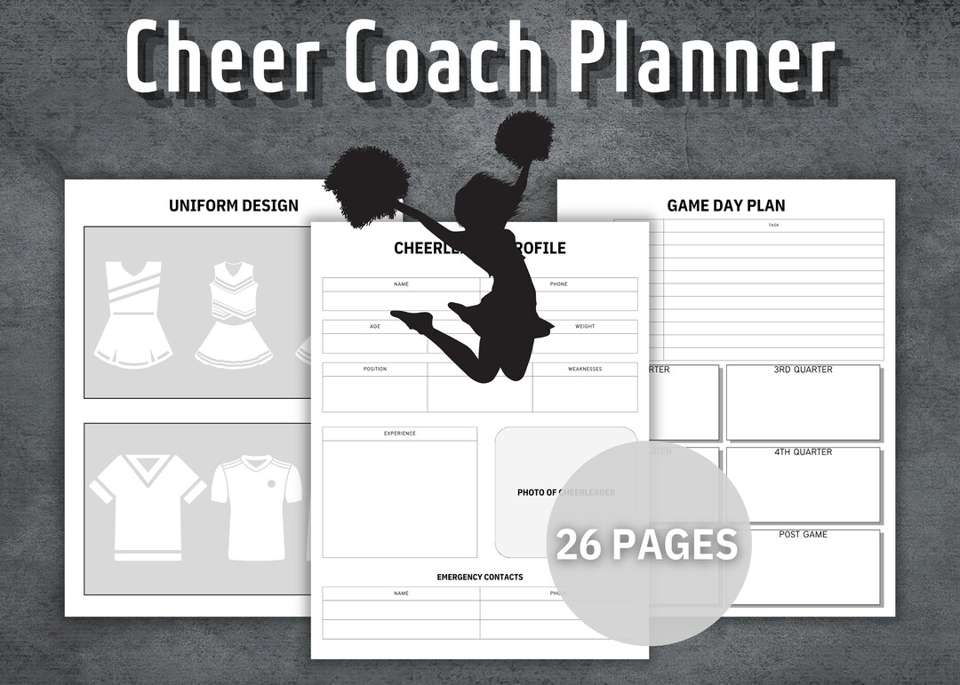 Cheer Coach Planner, Printable Cheer Planner, Cheerleading Squad, Team ...
