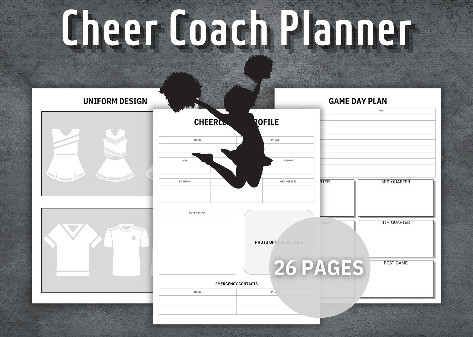 Cheer Coach Planner, Printable Cheer Planner, Cheerleading Squad, Team ...