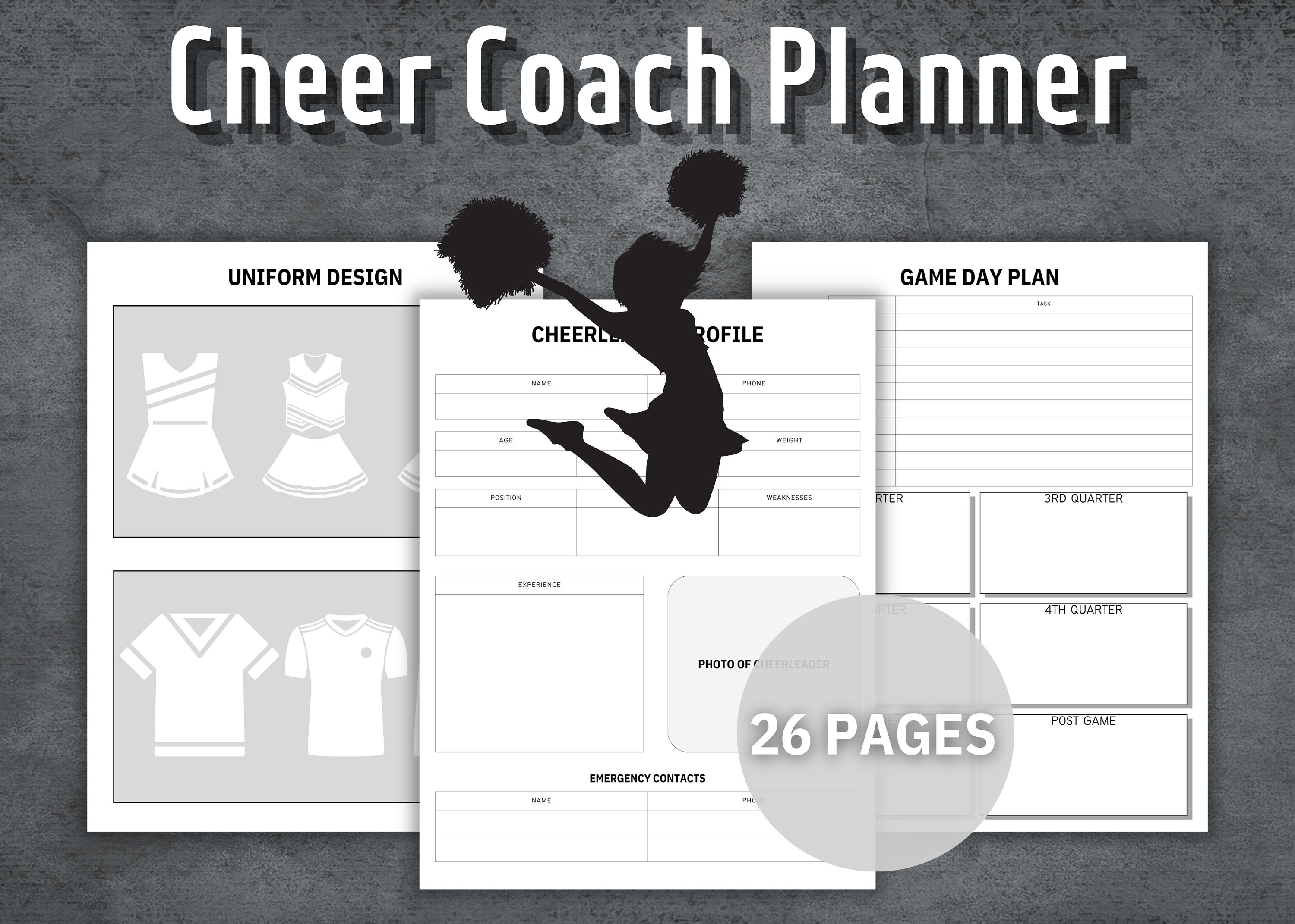Cheer Coach Planner, Printable Cheer Planner, Cheerleading Squad, Team Practices, Editable ...