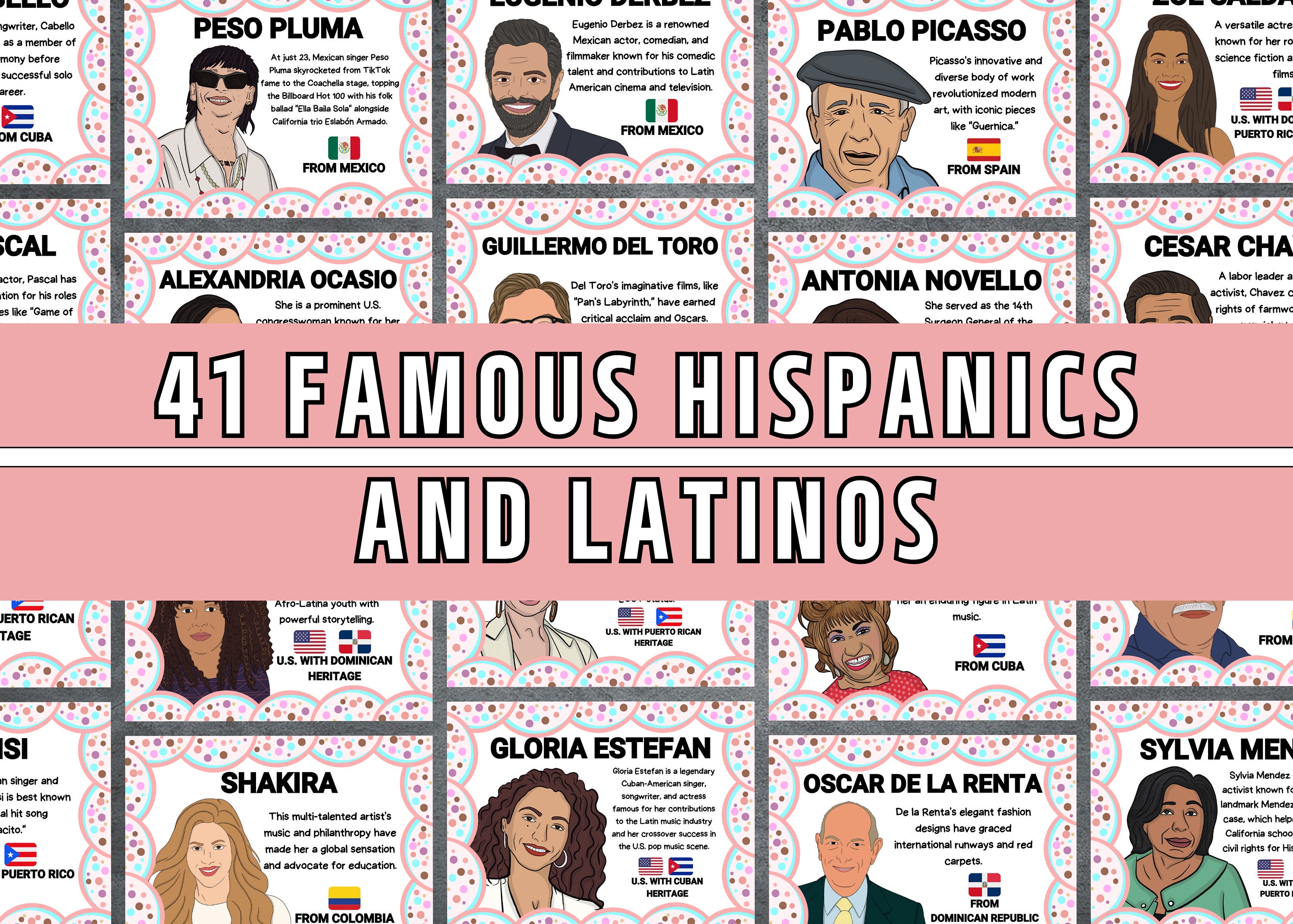 Hispanic Heritage Month Hispanic Figures Posters Celebrate - Etsy