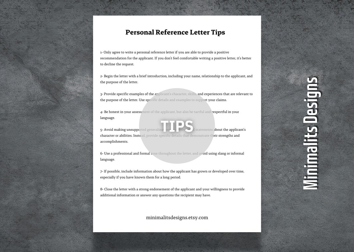 Personal Reference Letter, Supporting Letter, Printable Reference ...
