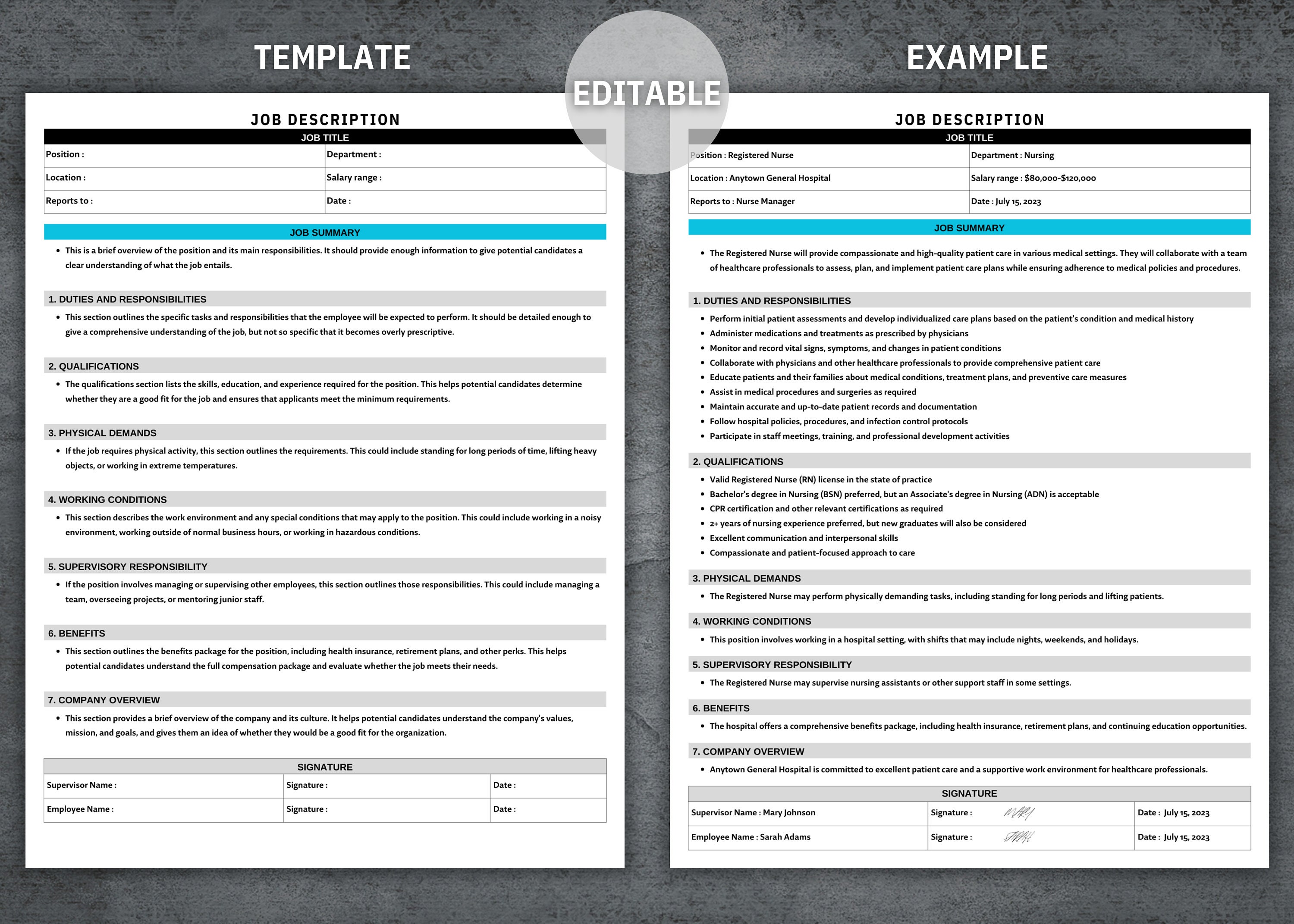 Job Description Template, Editable Job Description, Human Resources ...