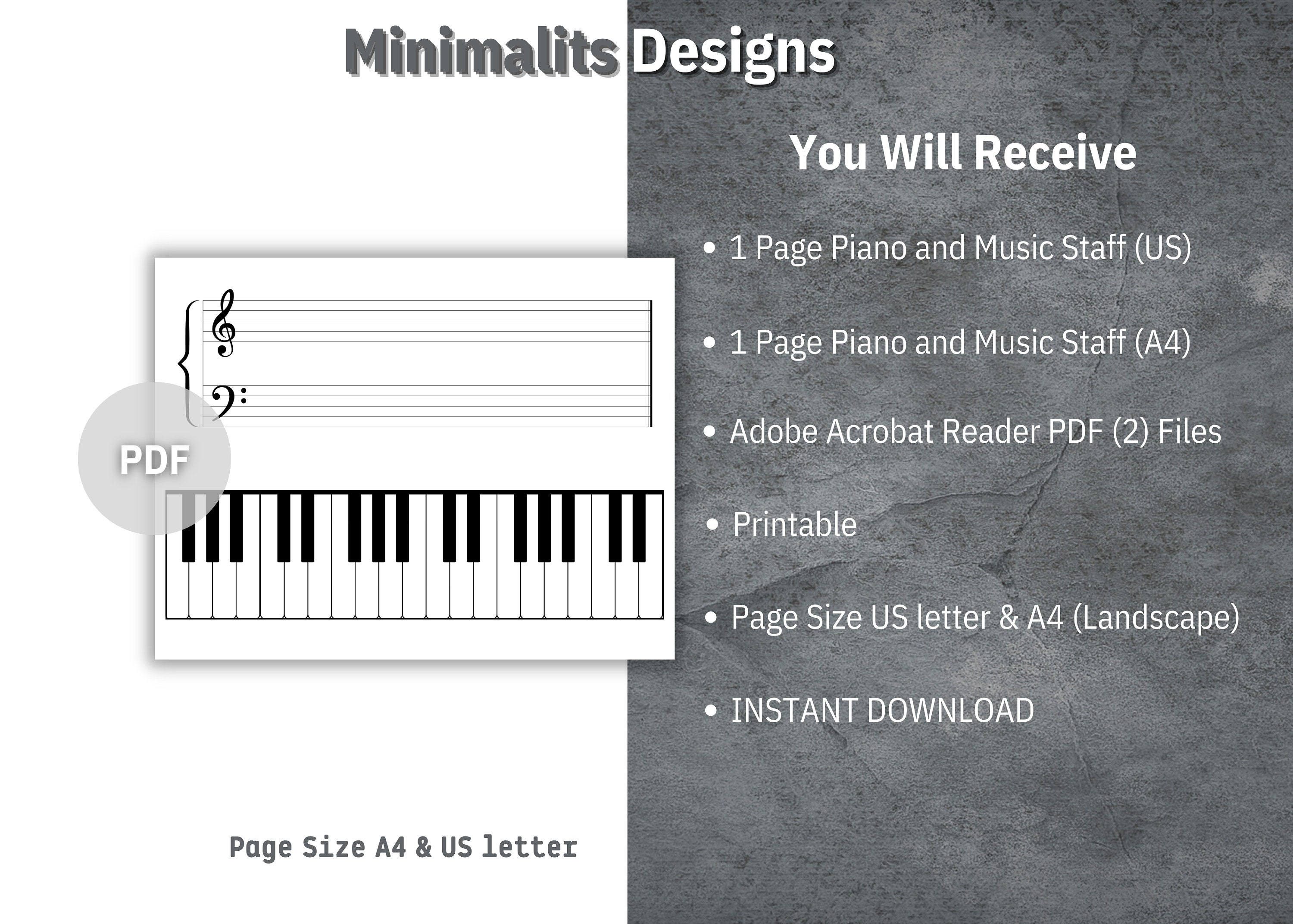 Piano and Music Staff Worksheet, Music Staff With Piano, Piano ...
