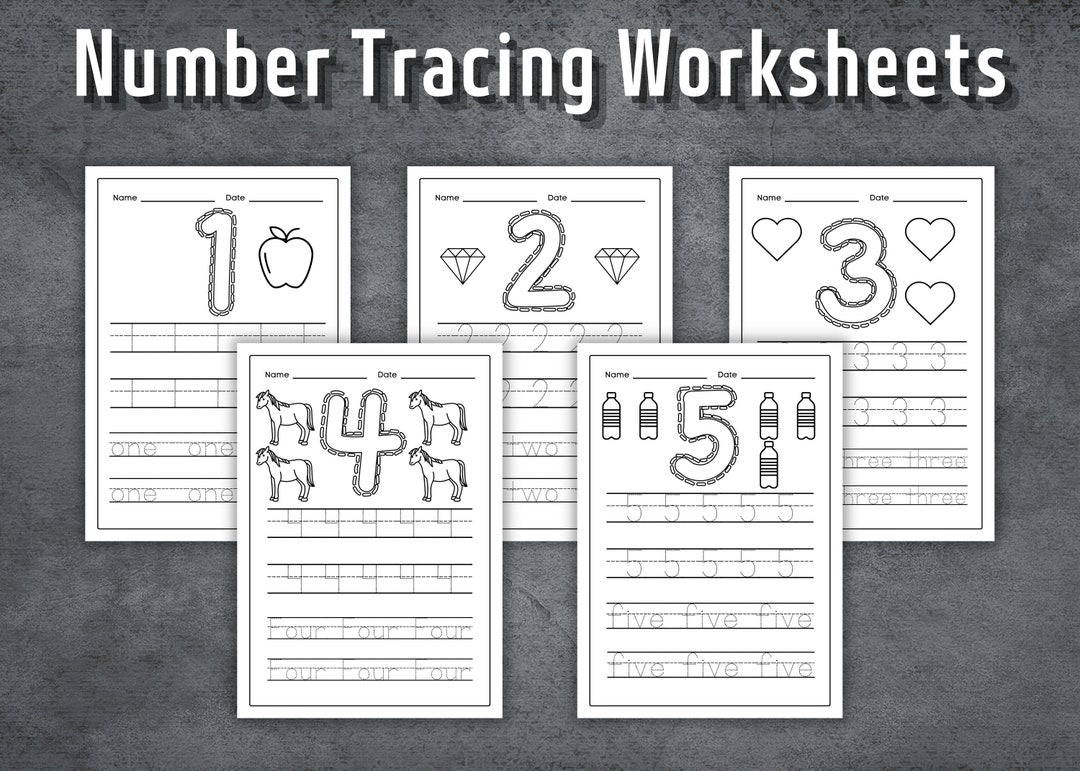 20 Number Tracing Worksheets, Handwriting Practice, Printable Number ...