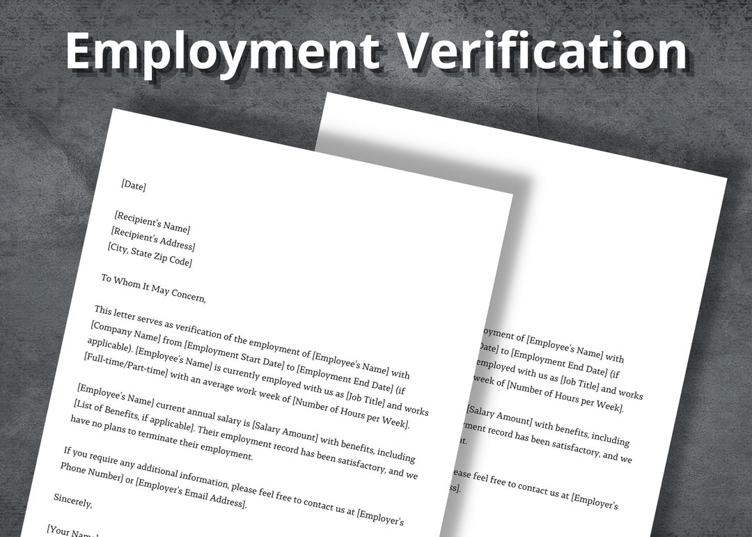 Employment Verification Letter, Printable Job Verification Letter ...
