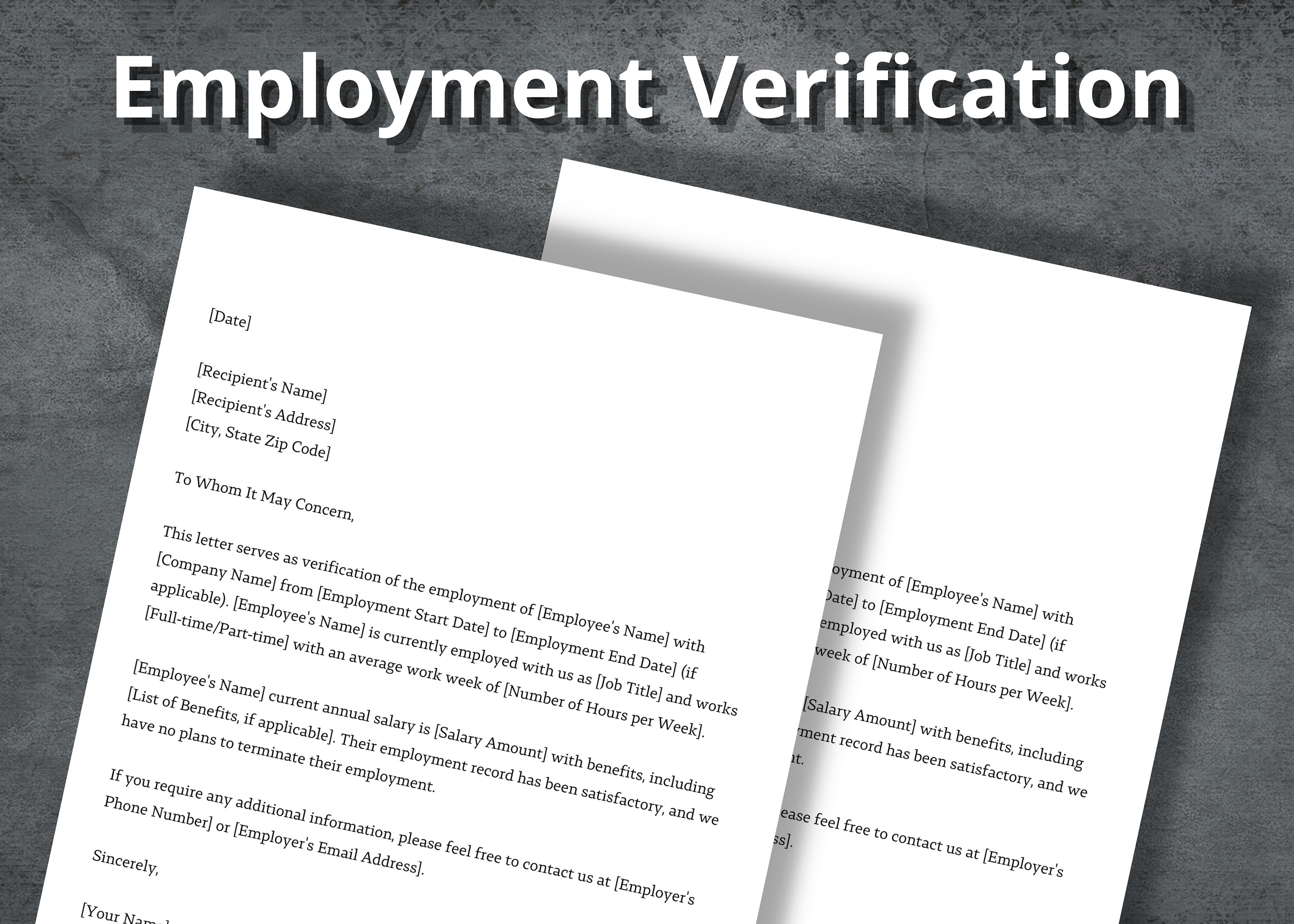 Employment Verification Letter, Printable Job Verification Letter ...