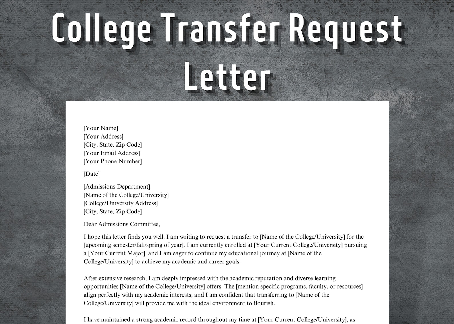 College Transfer Request Letter, Printable College Transfer Request ...