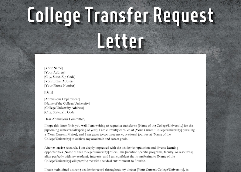 College Transfer Request Letter, Printable College Transfer Request ...