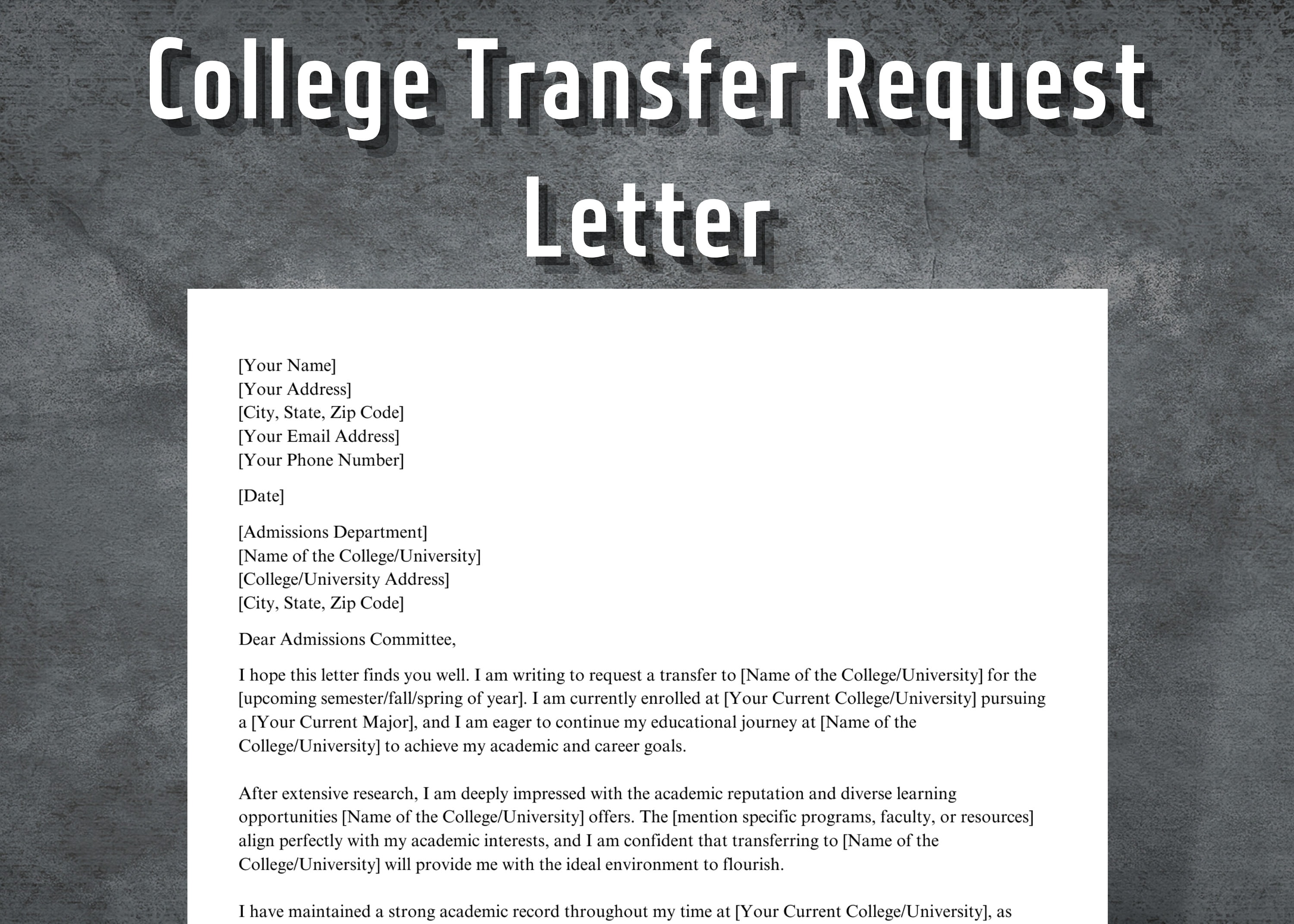 College Transfer Request Letter, Printable College Transfer Request ...