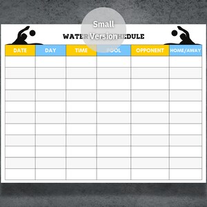 Water Polo Schedule Template, Printable Water Polo Schedule, Editable ...