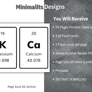 Periodic Table of Elements, Chemistry Flash Cards, Periodic Table of ...