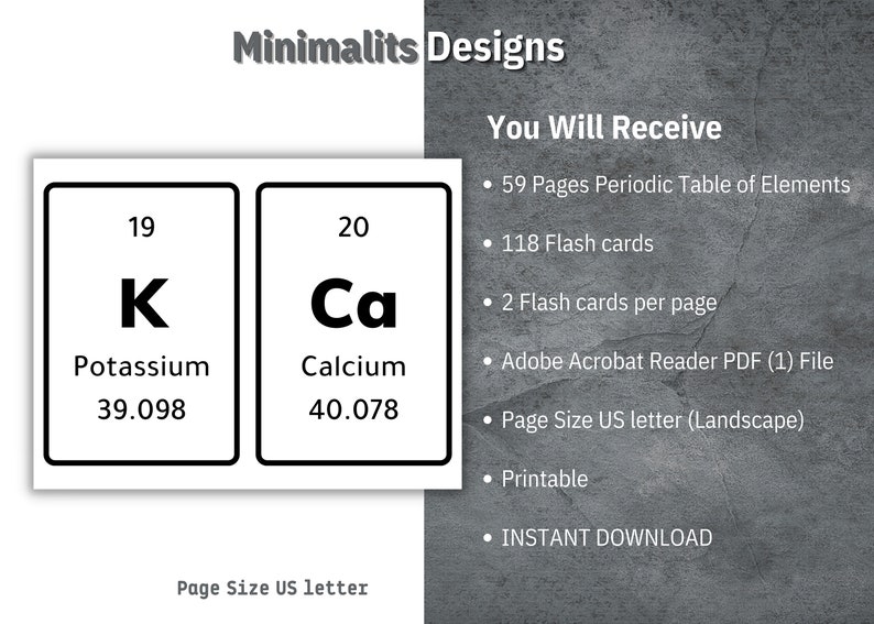 Tabla periódica de elementos, tarjetas didácticas de química, tarjetas ...