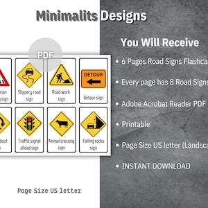 Road Signs Flashcards, Preschool Flashcards, Printable Montessori Cards ...